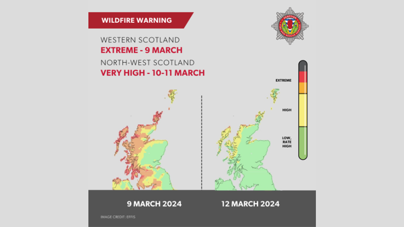 Wildfire warning issued across Scotland's western and northern areas ...